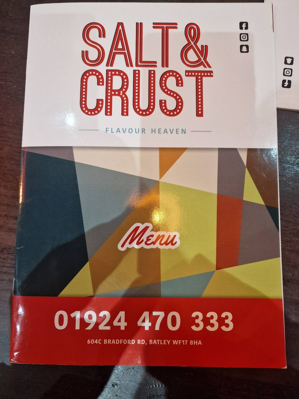 Menu at Salt & Crust pizzeria, Batley