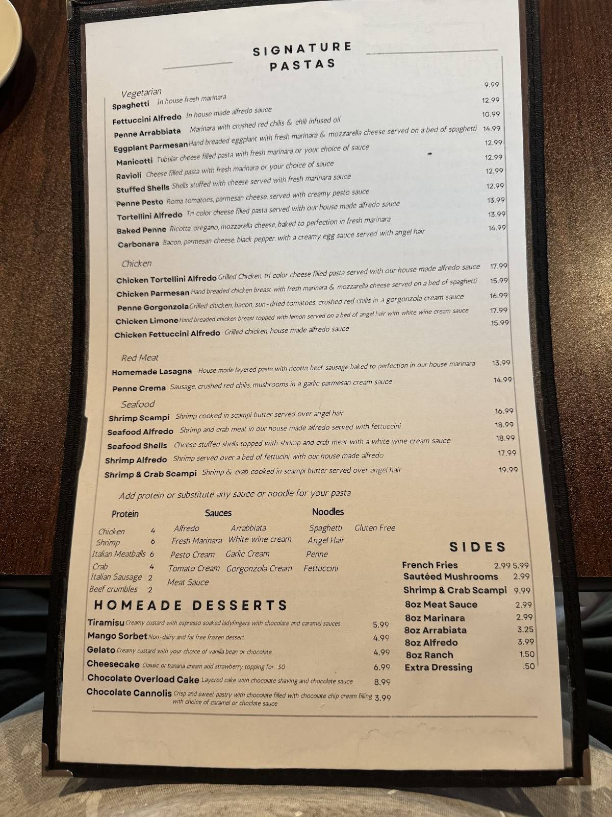 Menu at Sambino's restaurant, Sumter, Peach Orchard Rd