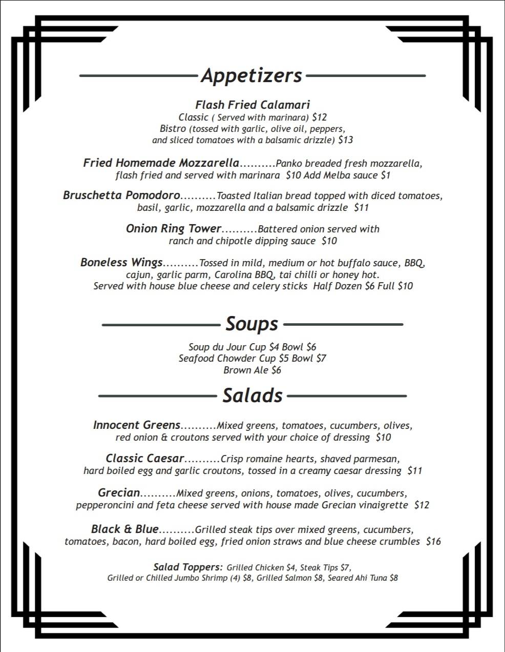Menu at Sam's Seafood Steakhouse, Johnstown
