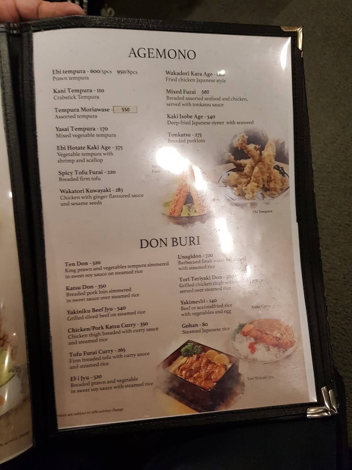 Menu at ICHŌ Japanese Restaurant, San Juan