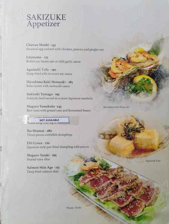 Menu at ICHŌ Japanese Restaurant, San Juan