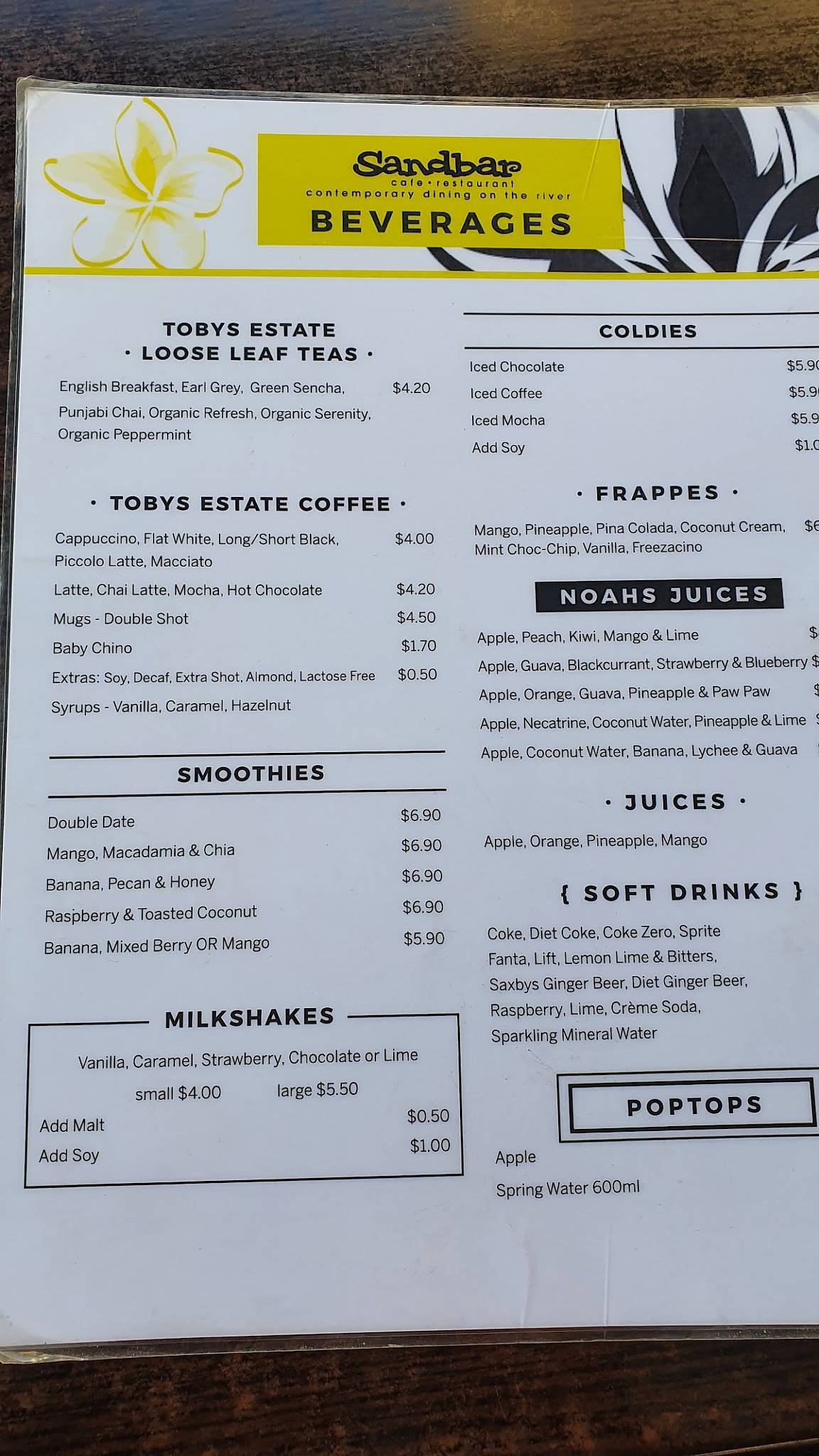 Menu at Sandbar Cafe Restaurant, North Haven