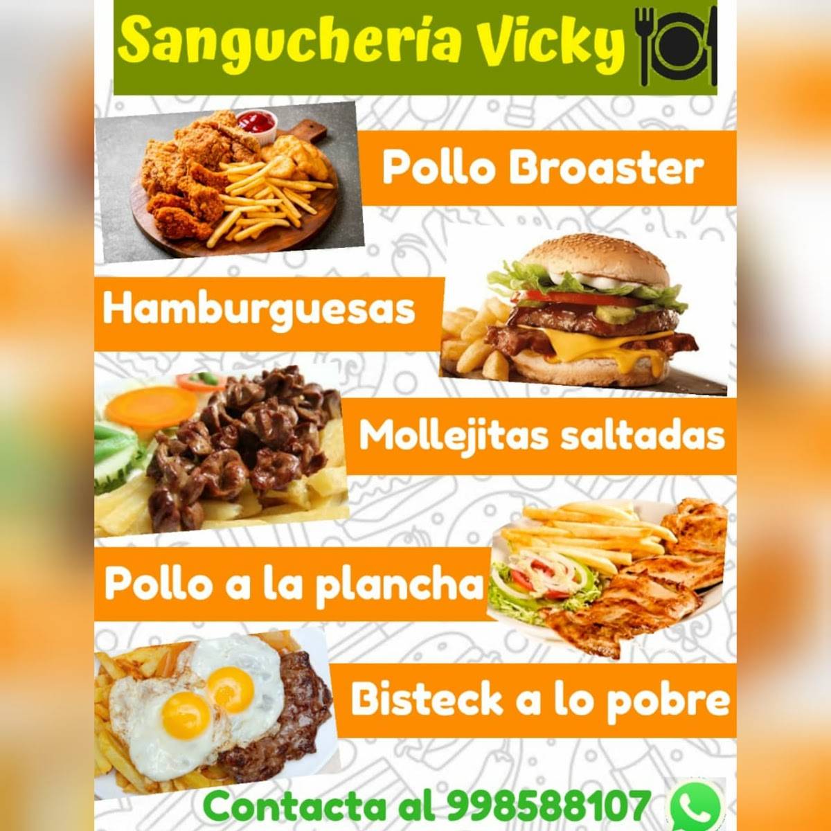 Menu at Sanguchería & Broaster VICKY restaurant, San Juan de Miraflores