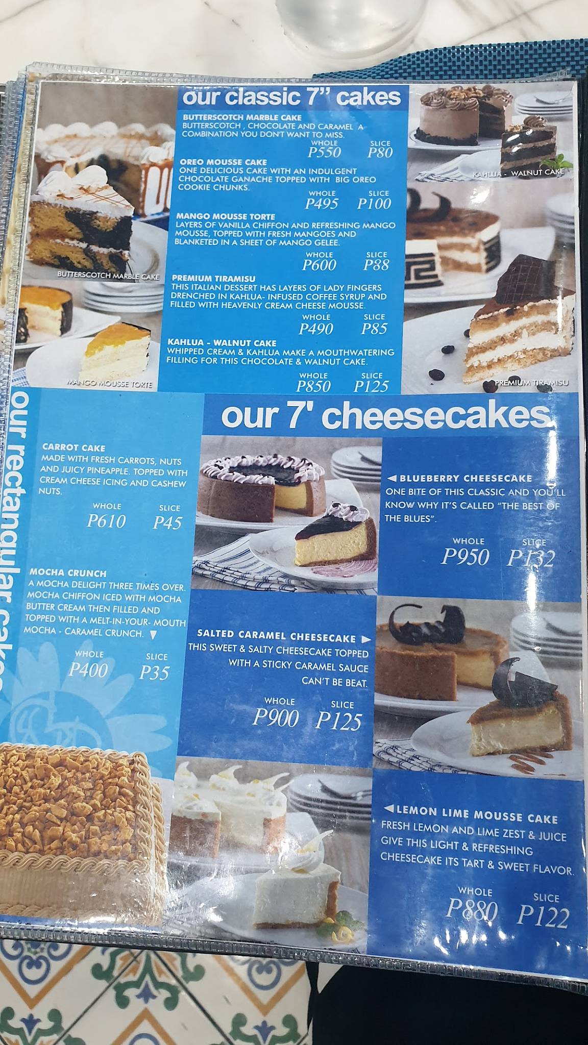 Menu at Sans Rival restaurant, Cebu City, 8W36+CP6