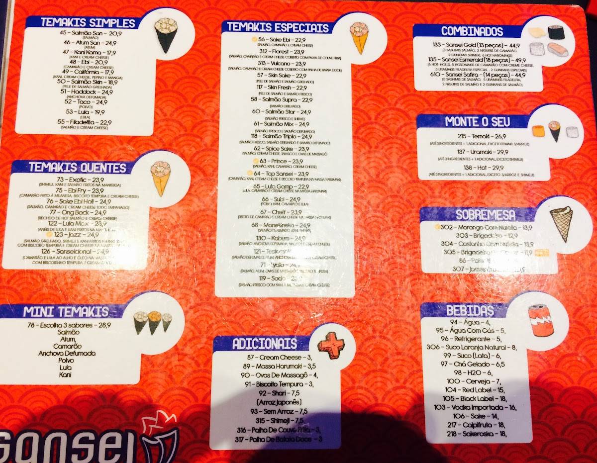 Menu em Sansei Temakeria restaurante, Belém, R. Domingos Marreiros