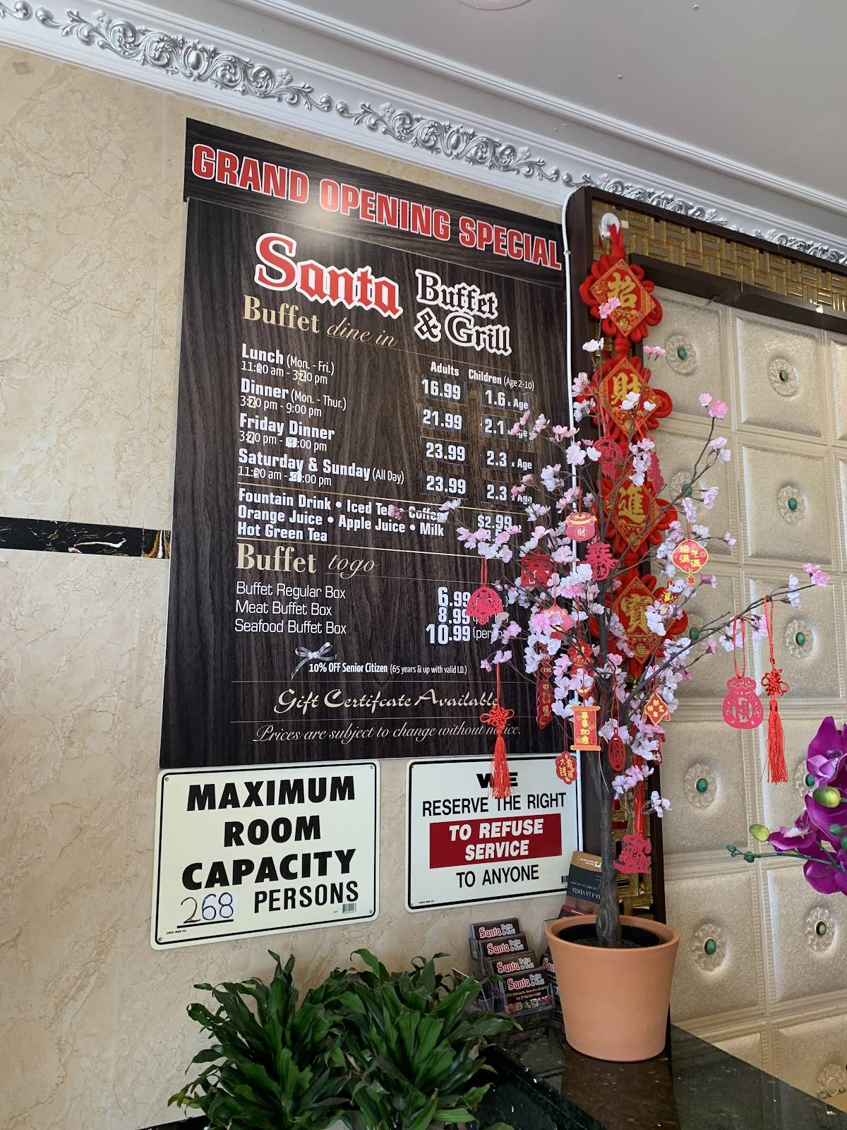 Menu at Santa Buffet & Grill restaurant, Santa Ana