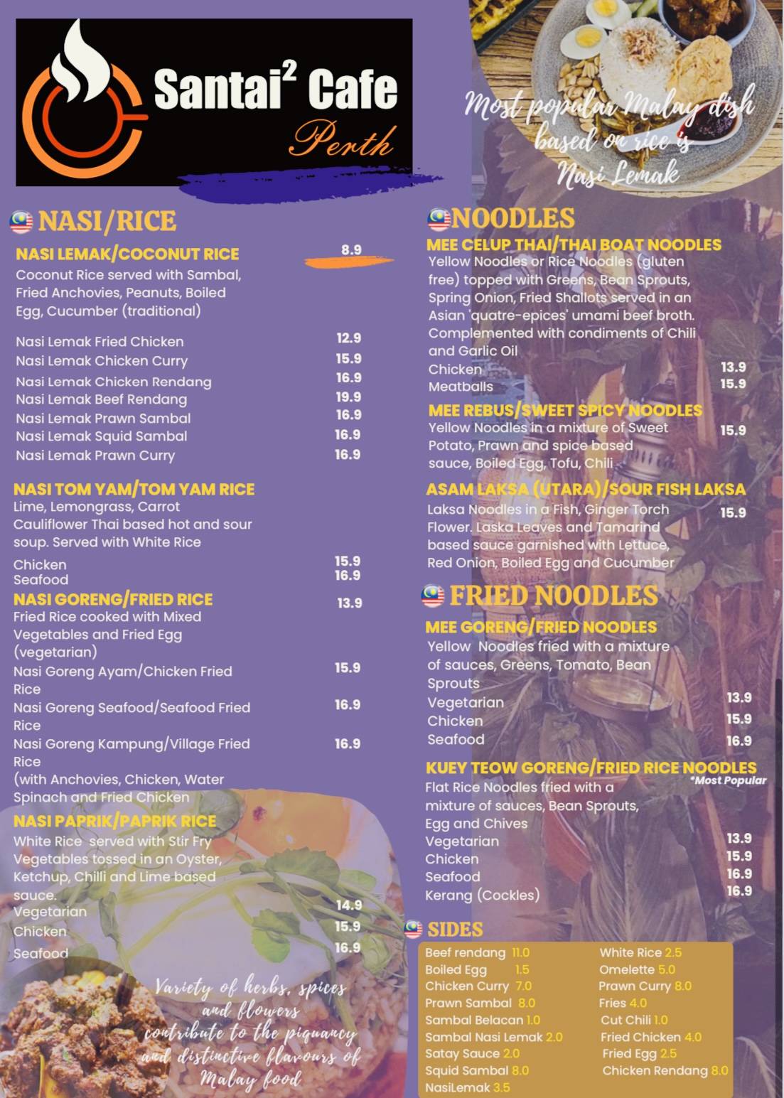Menu at Santai² Cafe Perth, East Victoria Park