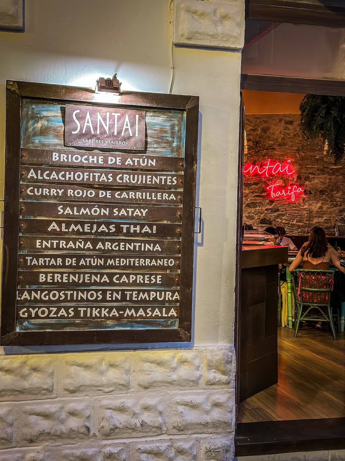 Carta del restaurante Santai Tarifa, Tarifa