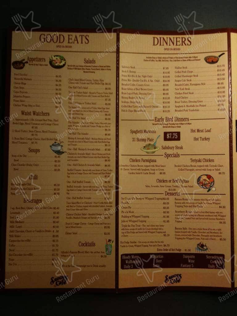Menu at The Original Saugus Cafe, Santa Clarita