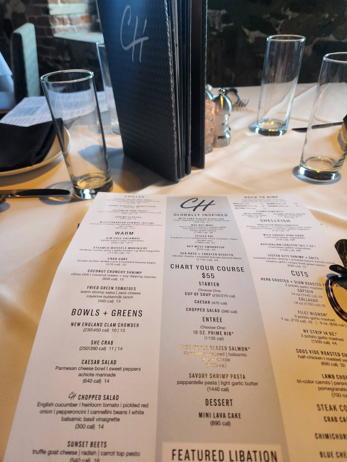 Menu at Chart House steakhouse, Savannah
