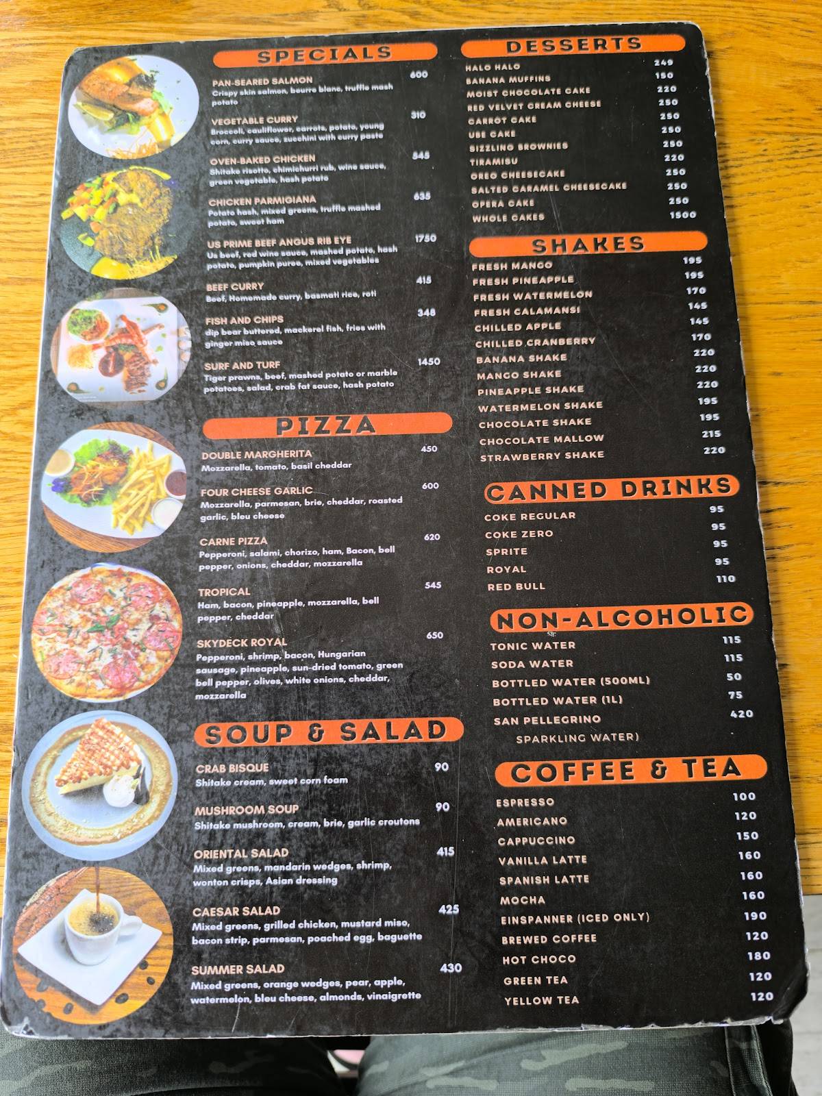 Menu at Scape Skydeck El Nido restaurant, El Nido