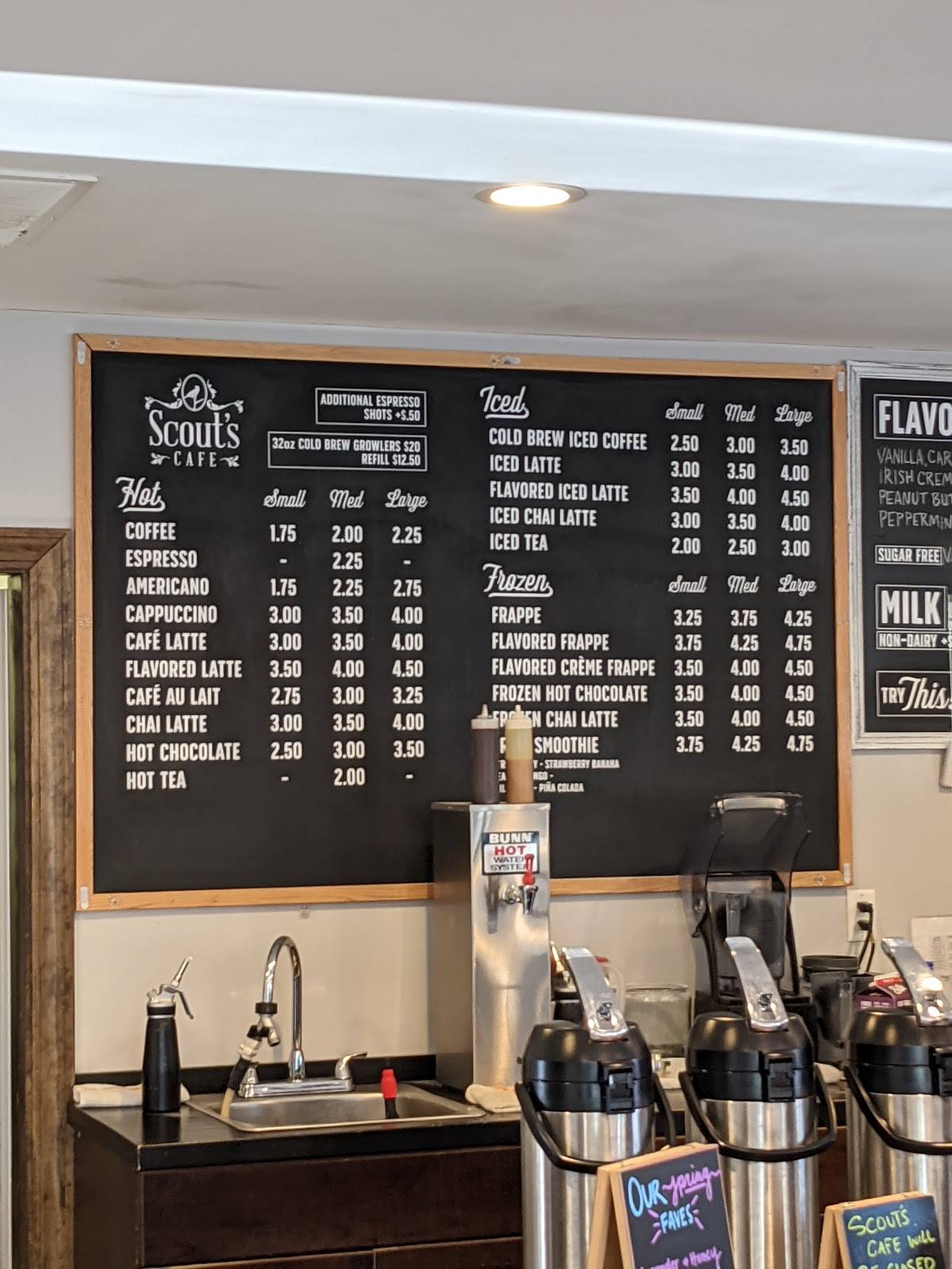 Menu at Scout's Café cafe, Springfield, Moorefield Rd