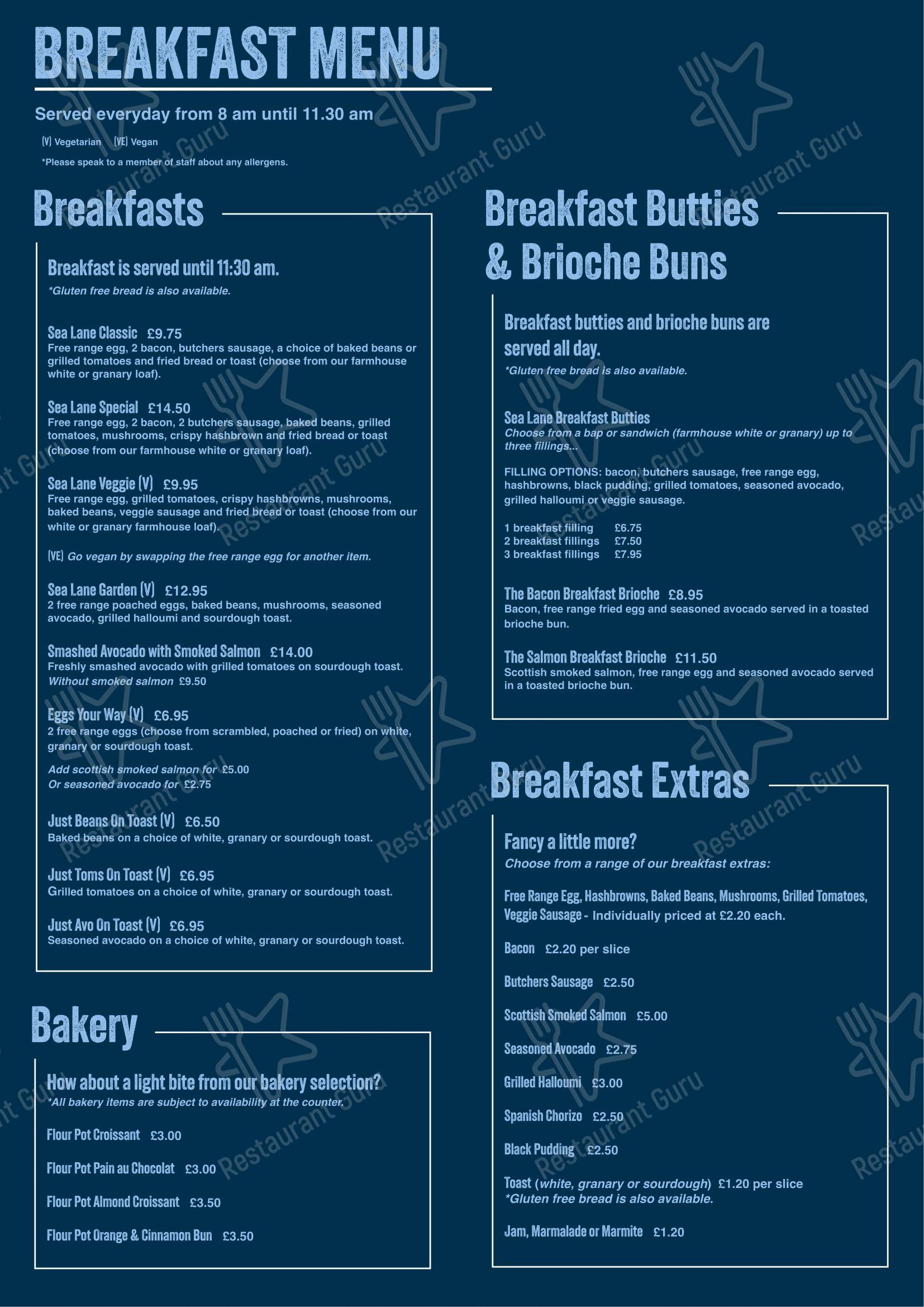 Menu at Sea Lane Café cafe, Worthing