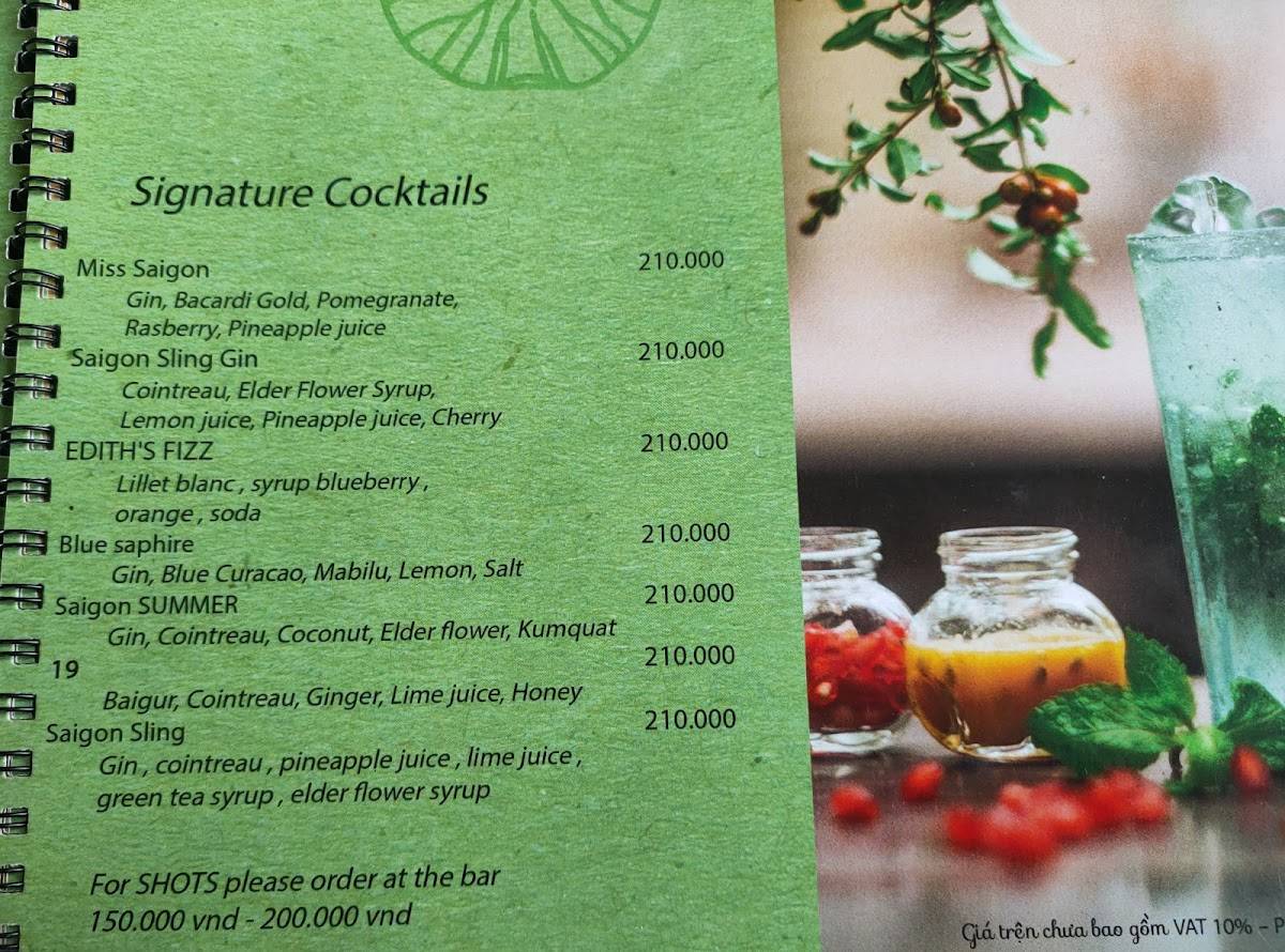 Menu at Secret Garden Restaurant, Ho Chi Minh City, 158 Pasteur