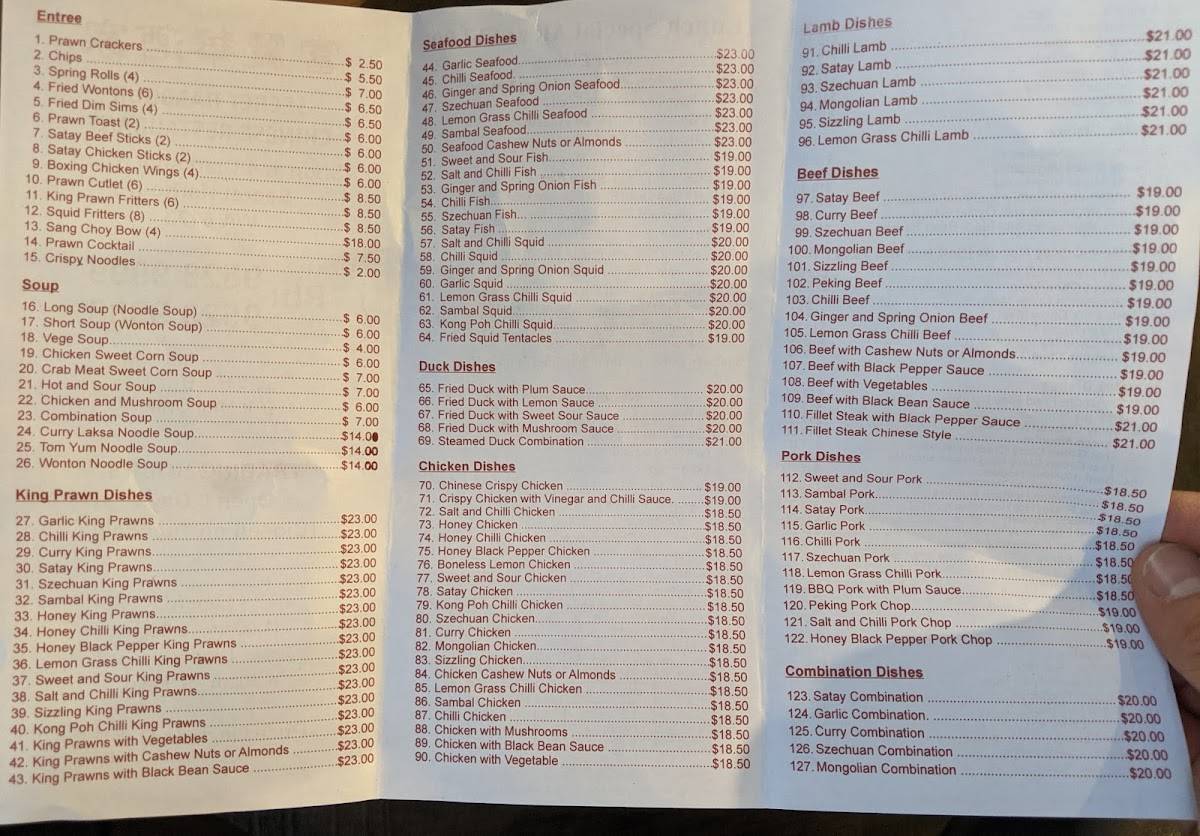 Menu at Secret Harbour Chinese Restaurant, Secret Harbour