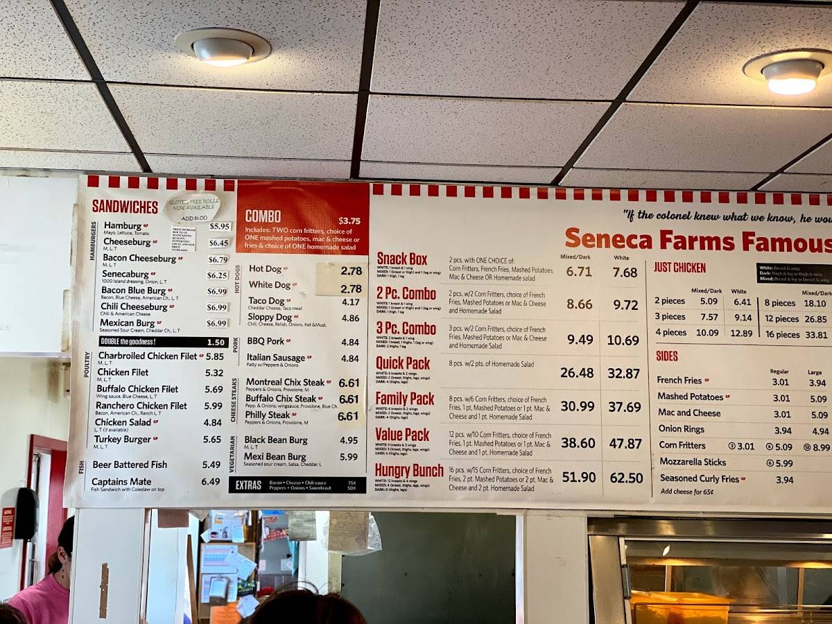 Menu at Seneca Farms restaurant, Penn Yan, NY-54A