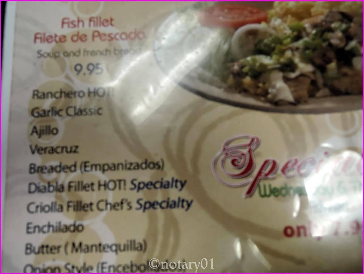 Menu at Señor Fish restaurant, El Paso, Viscount Blvd # 1A