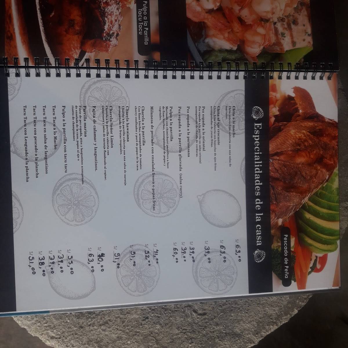 Carta del restaurante Señor Limón, La Molina, Av. Javier Prado Este 5335