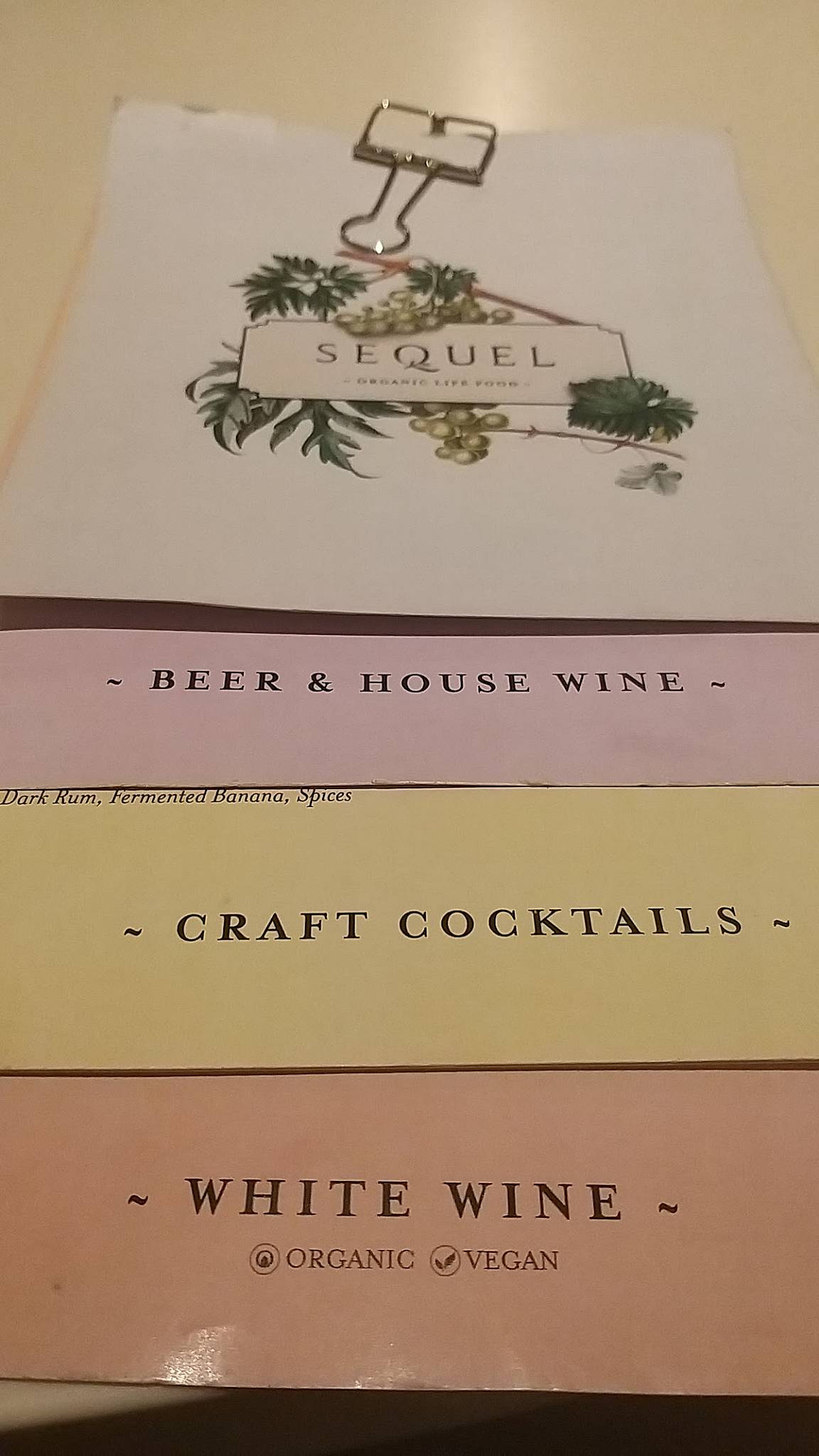 Menu at Sequel BKC, Mumbai