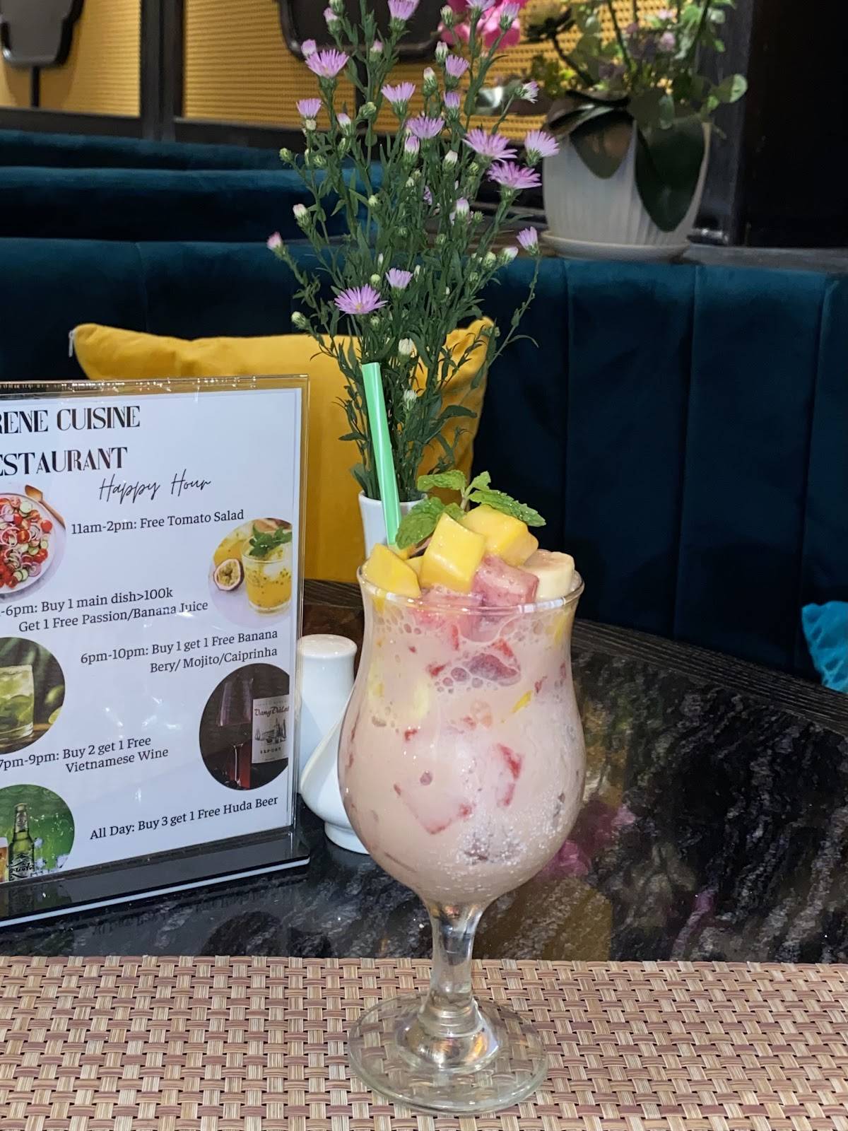 Menu at Serene cuisine restaurant, Hue