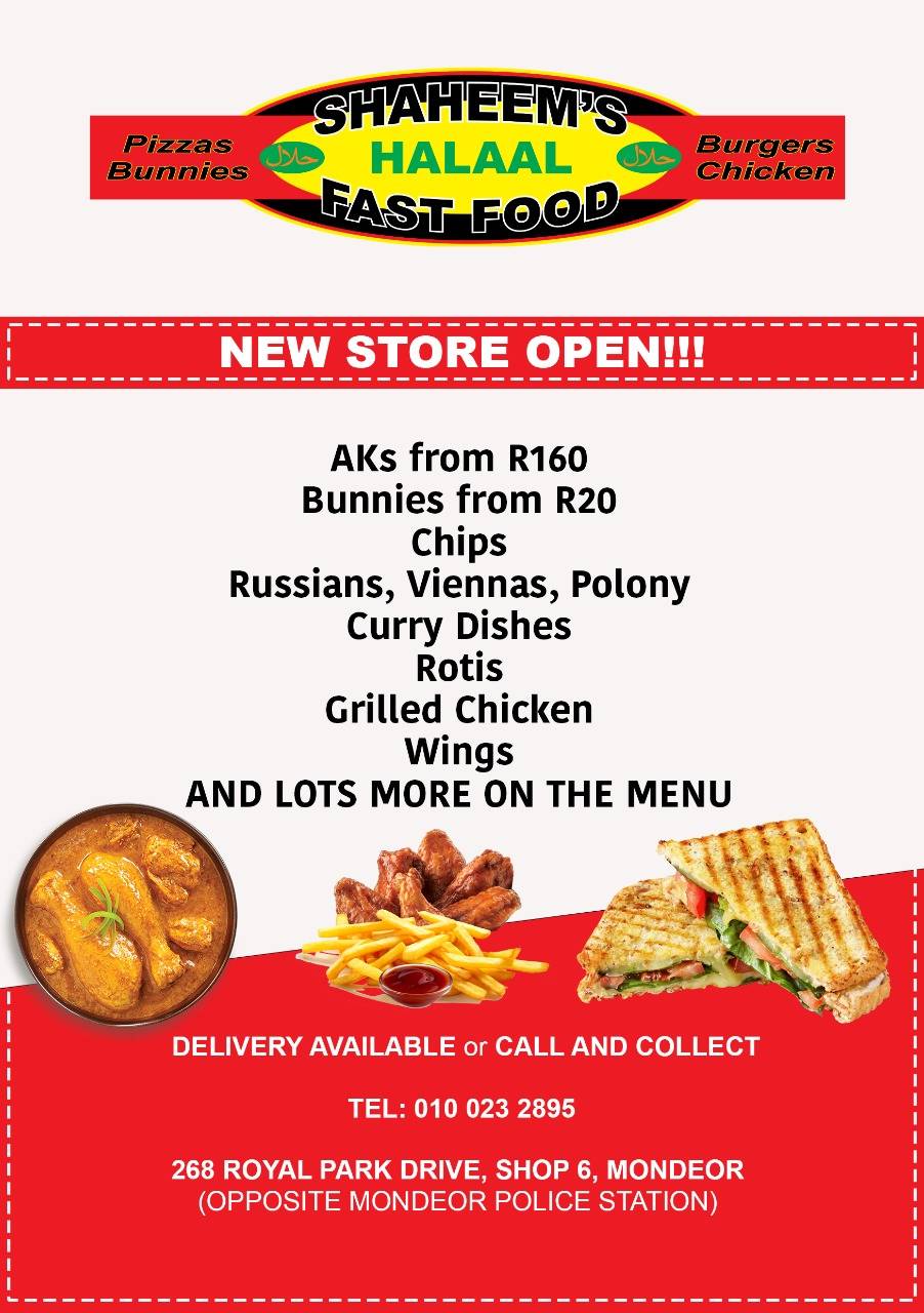Menu at Shaheems Fast Foods Mondeor, Johannesburg