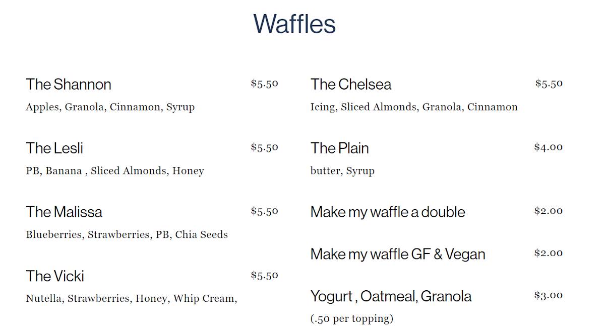 Menu at Shift Coffee + Culture, Grand Rapids