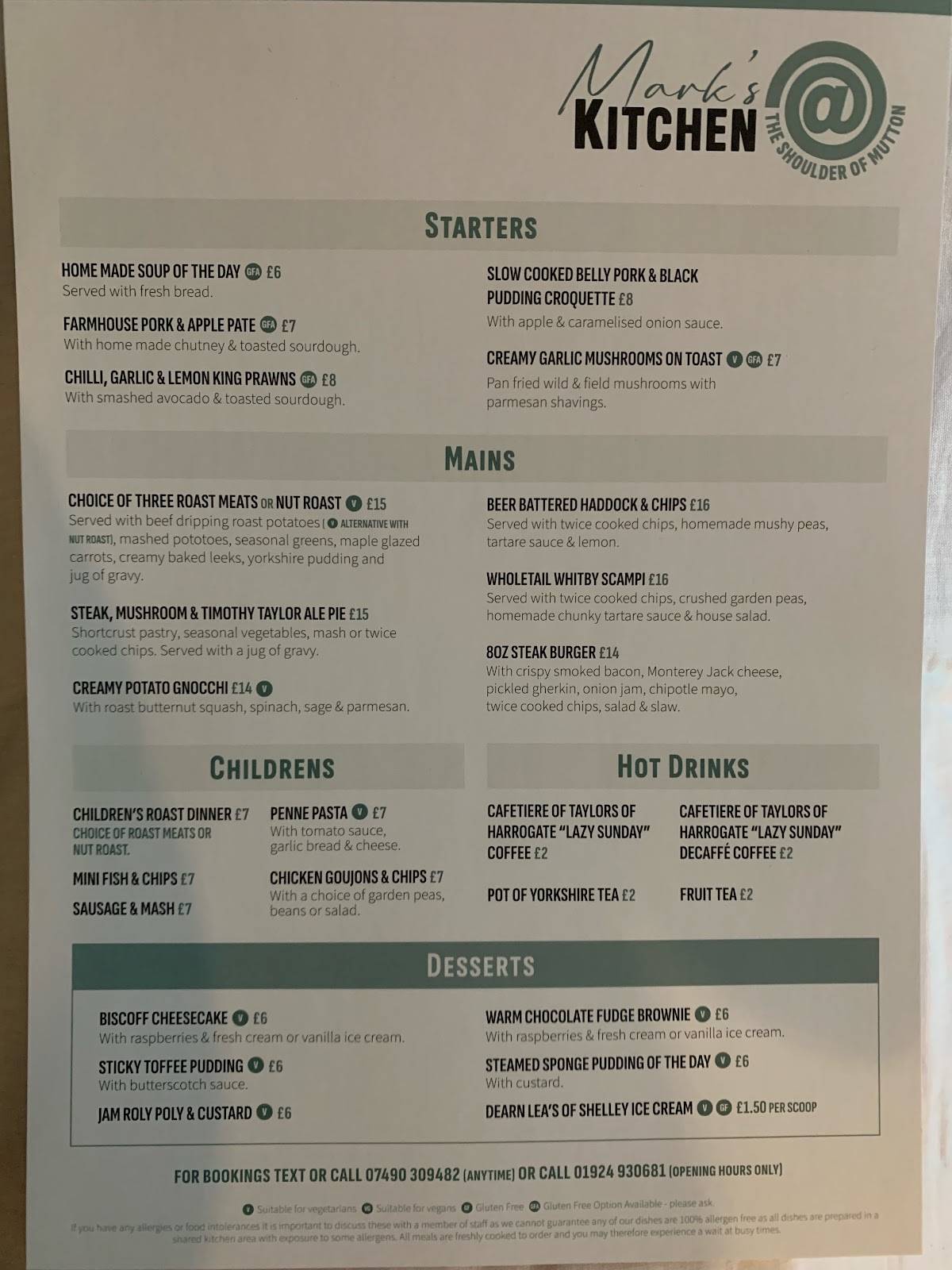 Menu at Shoulder of Mutton Briestfield pub & bar, Dewsbury