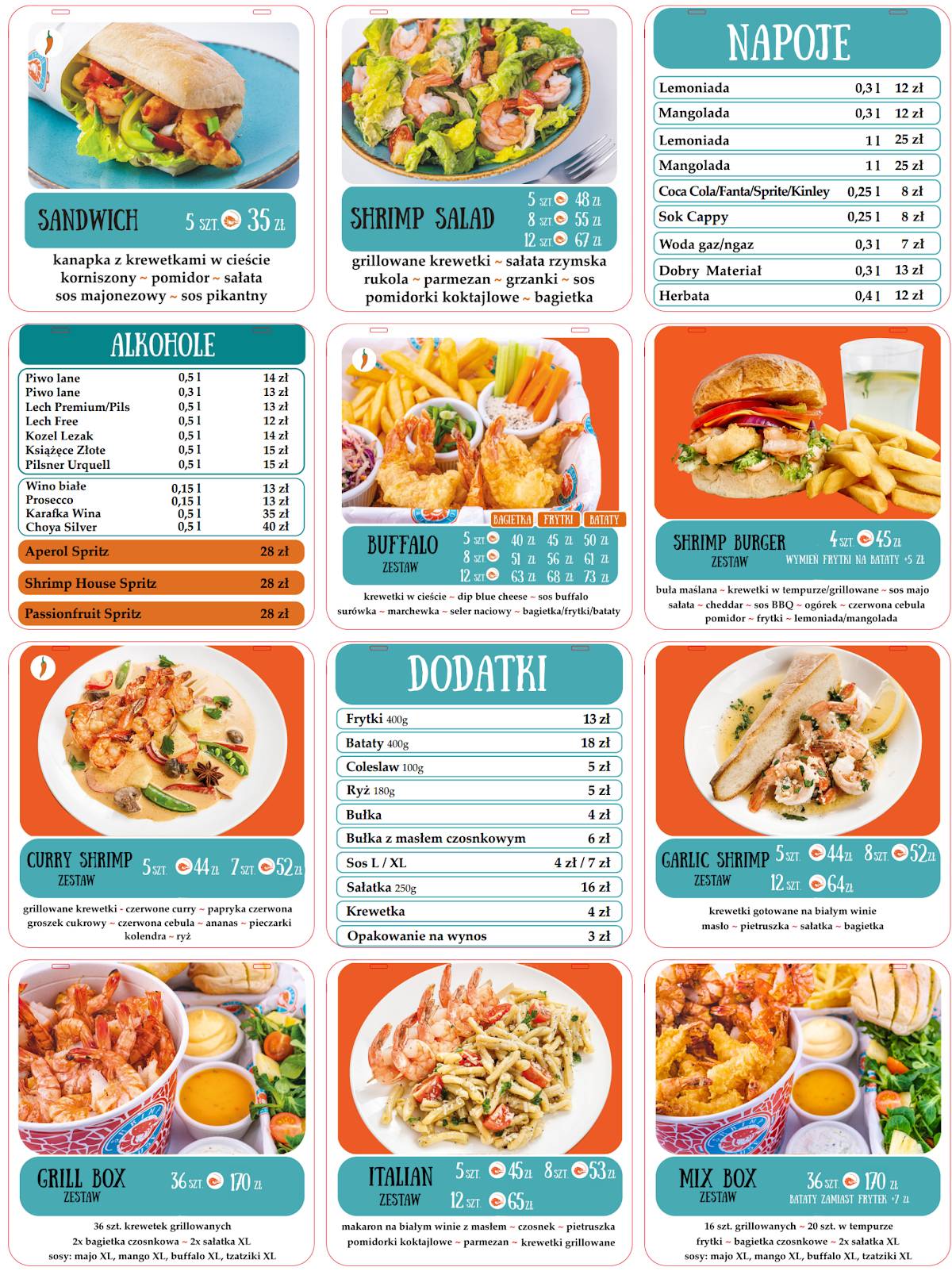 Menu at Shrimp house restaurant, Skórzewo