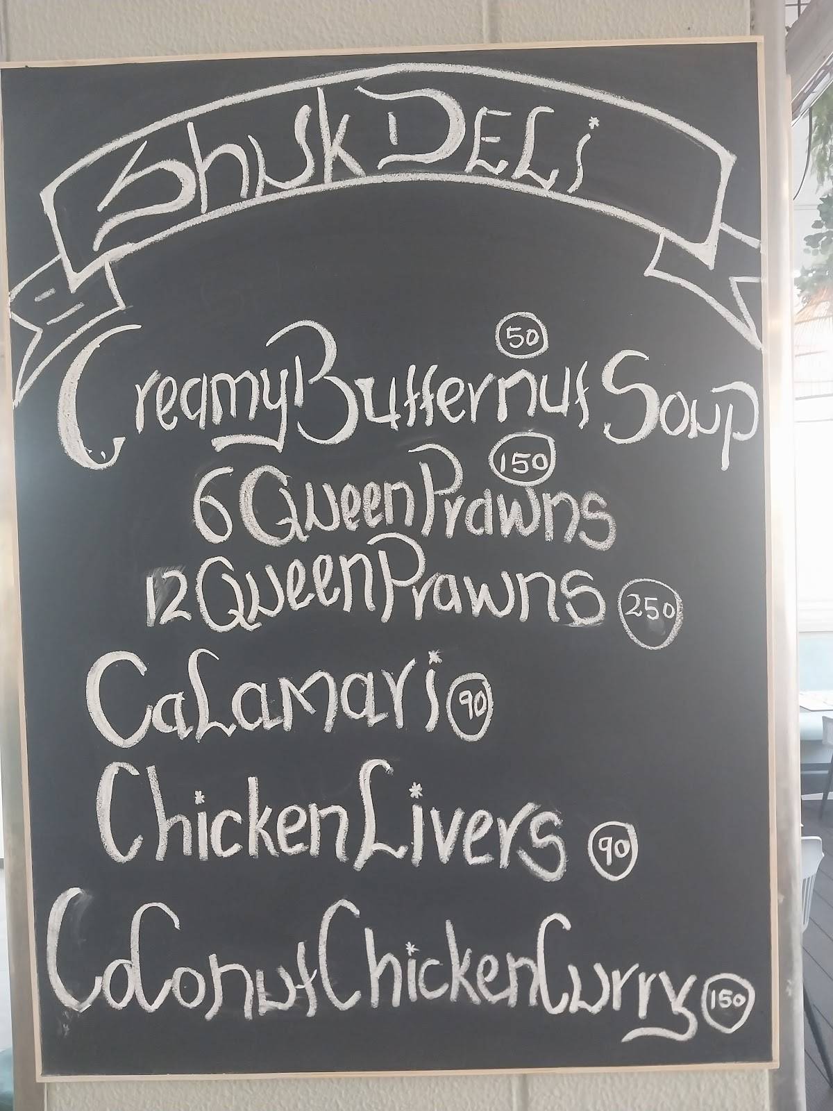 Menu at Shuk Eatery restaurant, Johannesburg
