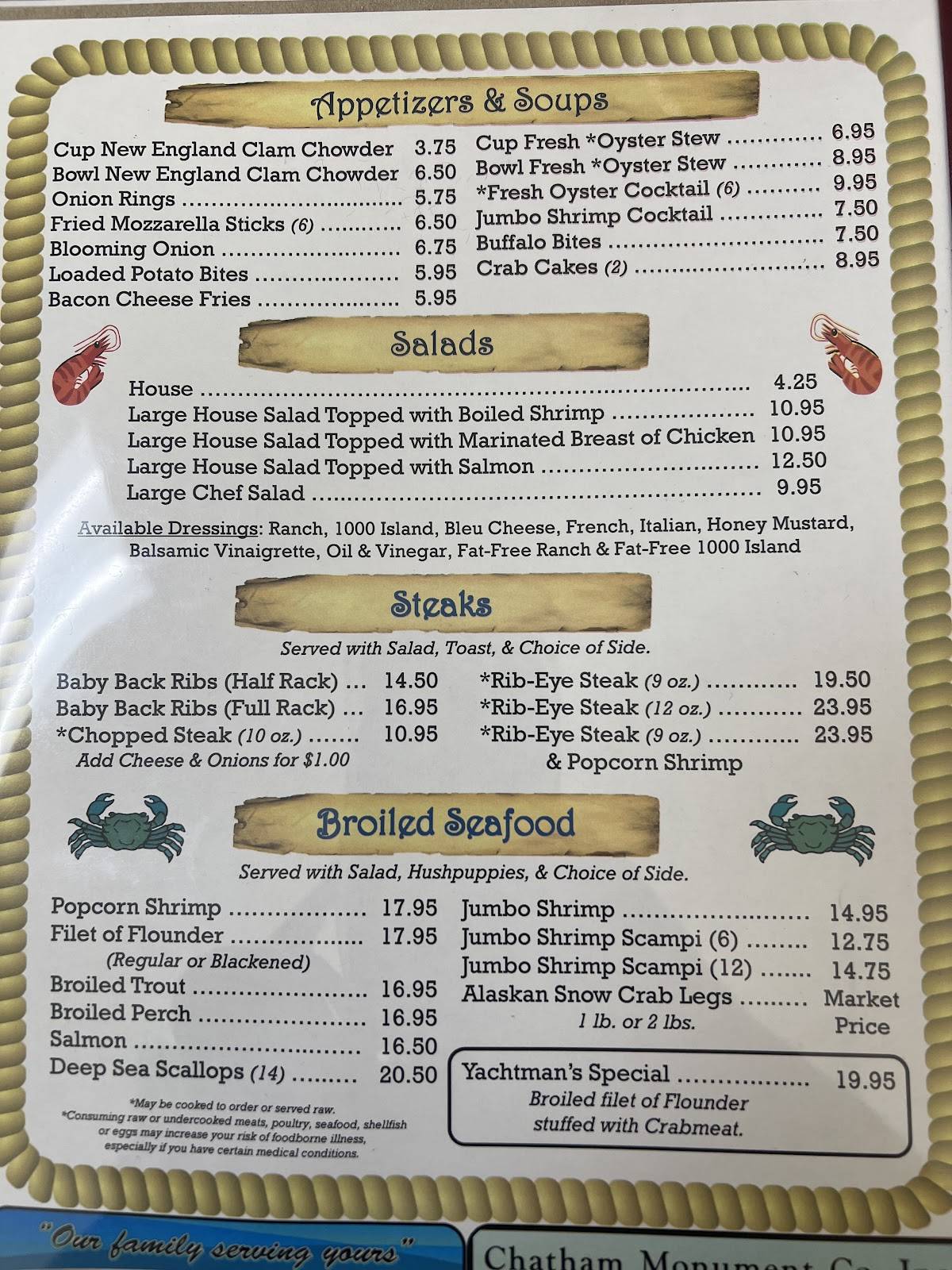 Menu at Dry Dock Seafood Restaurant, Siler City