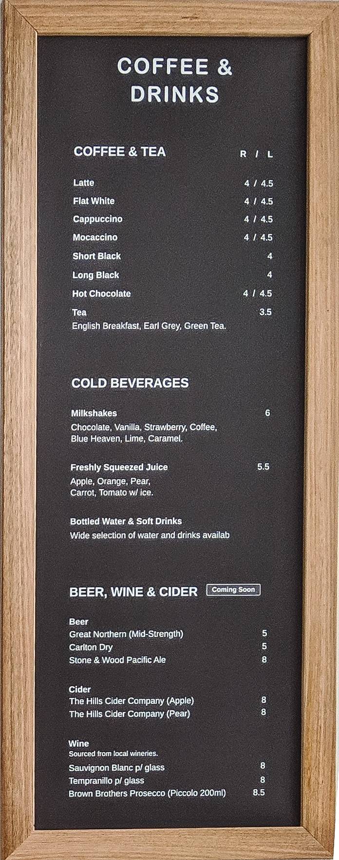Menu at Silver Key Cafe, Rutherglen