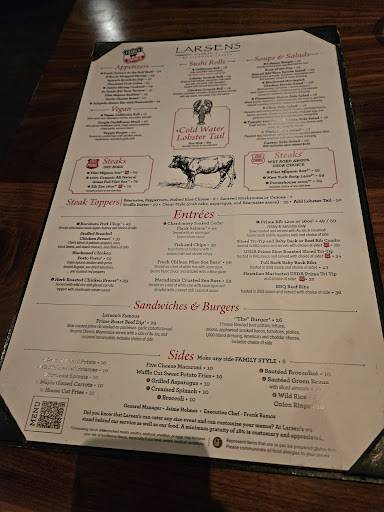 Menu at Larsen's Grill steakhouse, Simi Valley