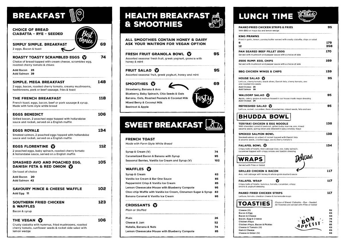 Menu at Simple restaurant, East London