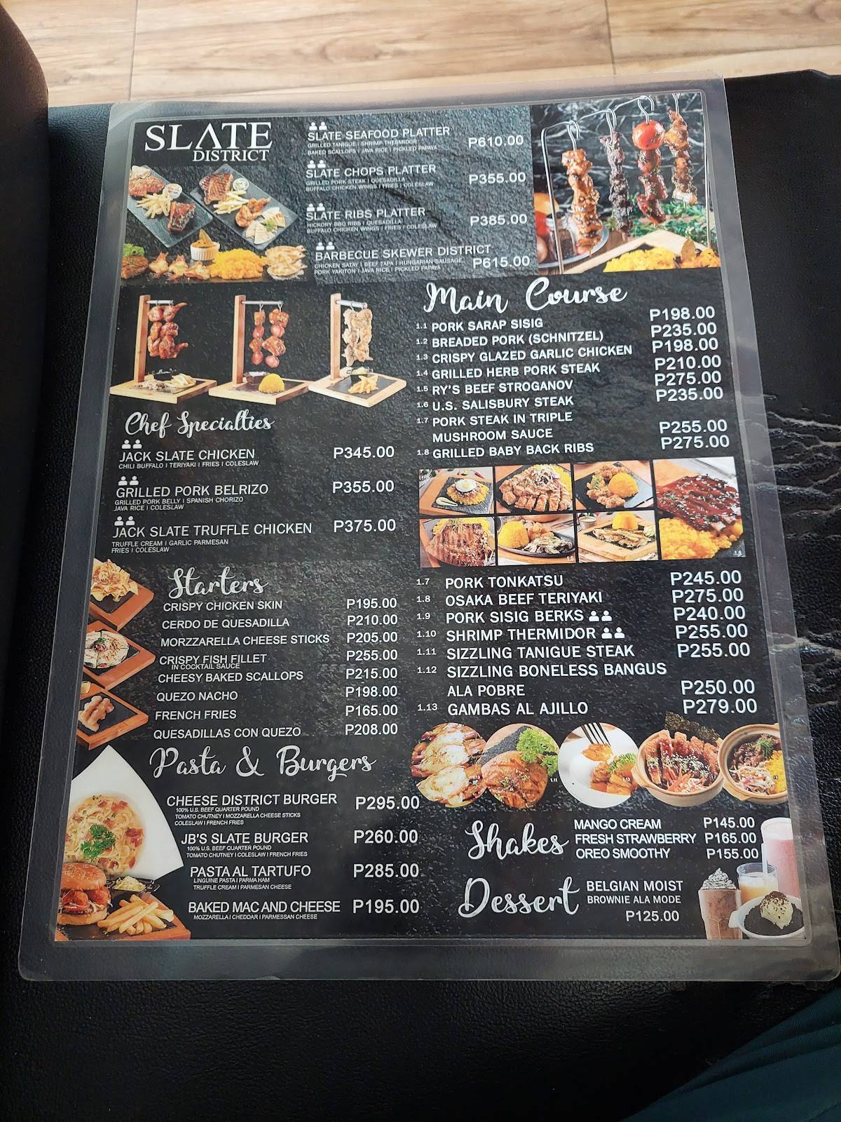 Menu at Slate District restaurant, Mandaue City, 6014 Ouano Ave