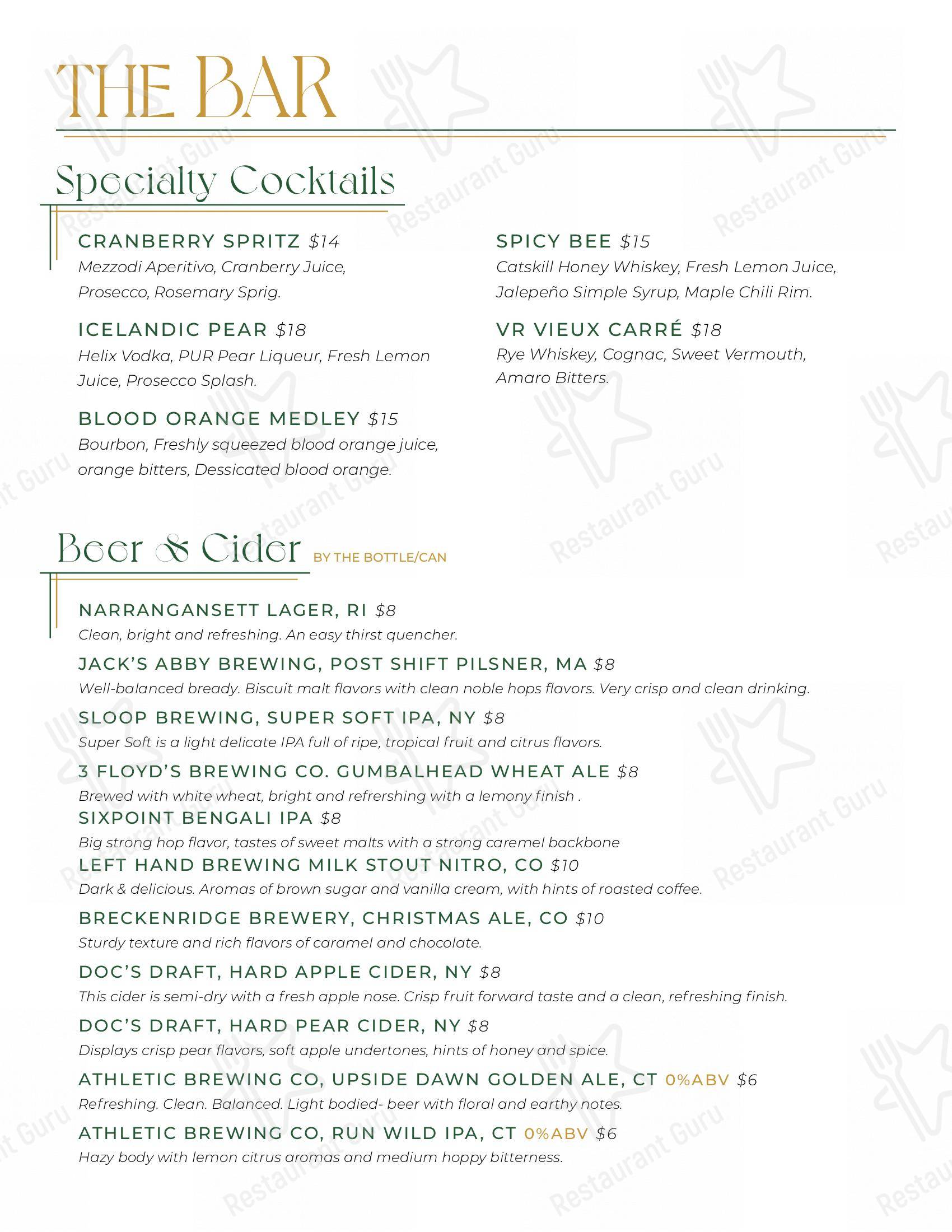 Menu at Valley Rock Inn & Mountain Club, Sloatsburg