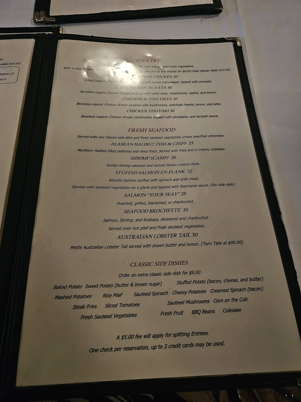 Menu at Smoke House Restaurant, Burbank