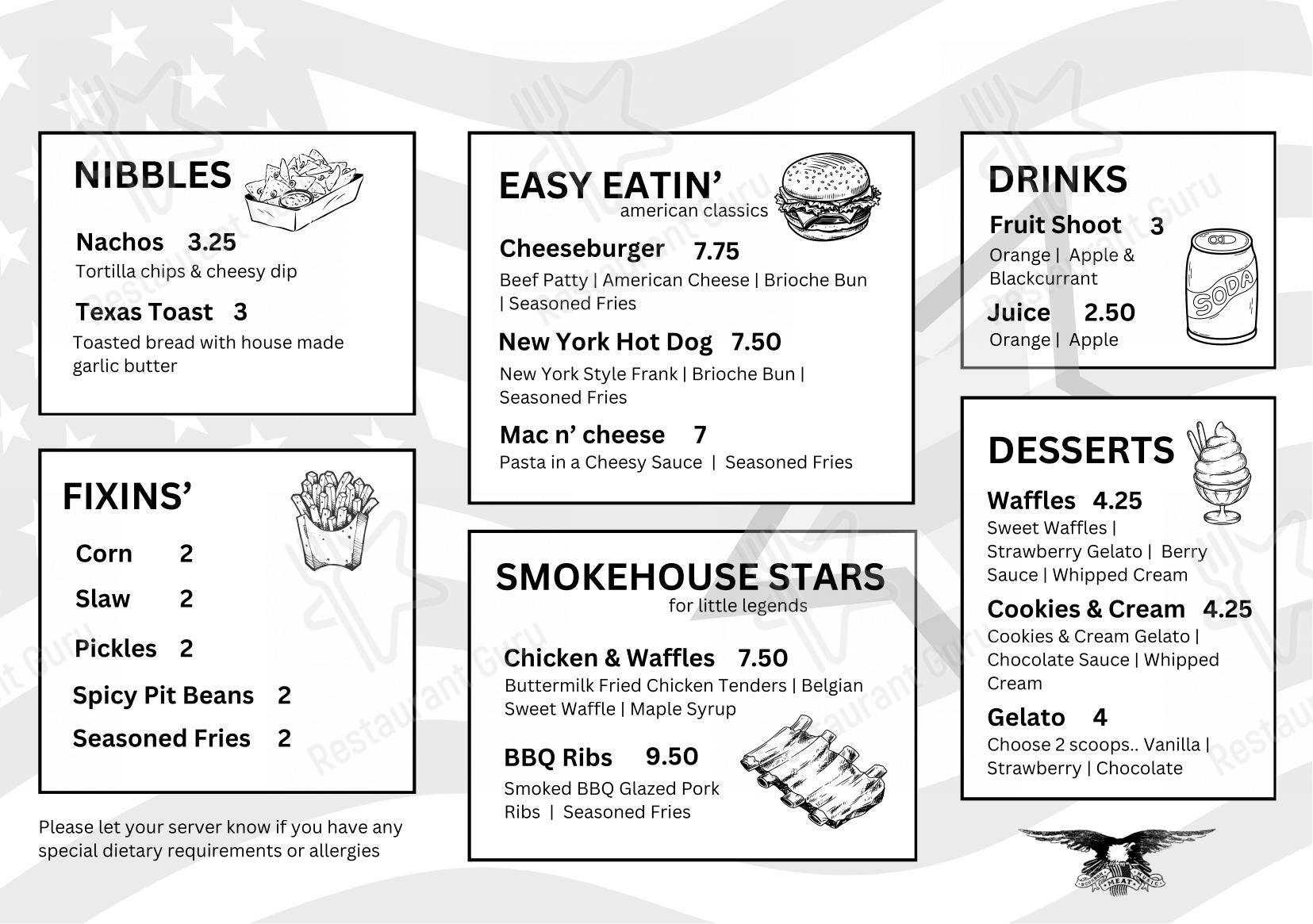 Menu at Smoke & Rye restaurant, Stone