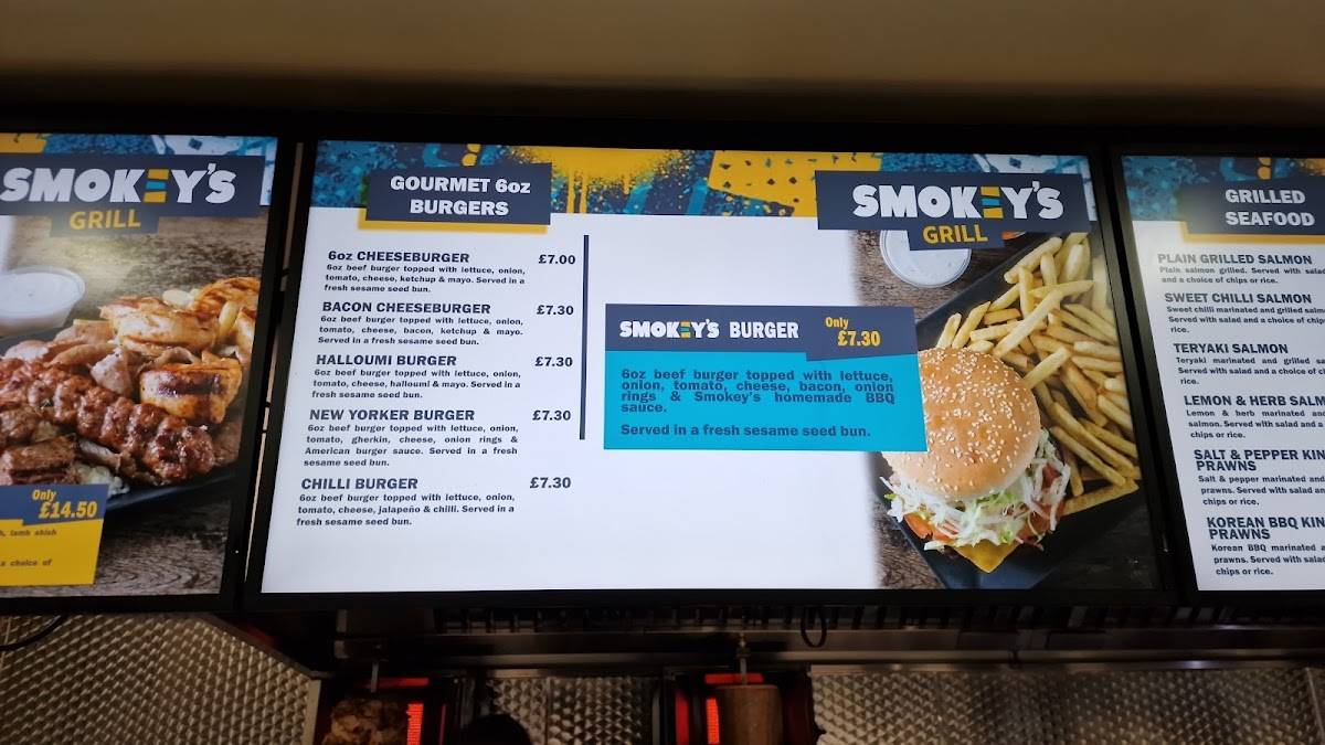 Menu at Smokey’s Grill restaurant, Doncaster