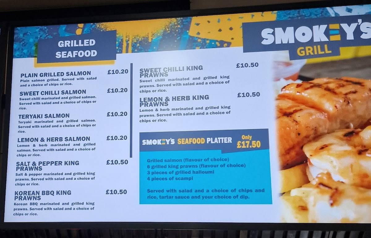 Menu at Smokey’s Grill restaurant, Doncaster