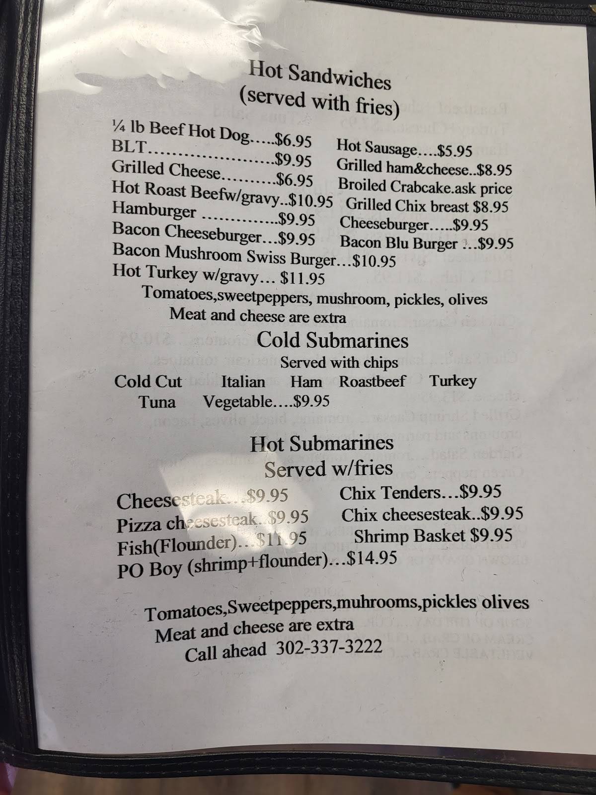 Menu at Snappy's Bar & Grille, Bridgeville