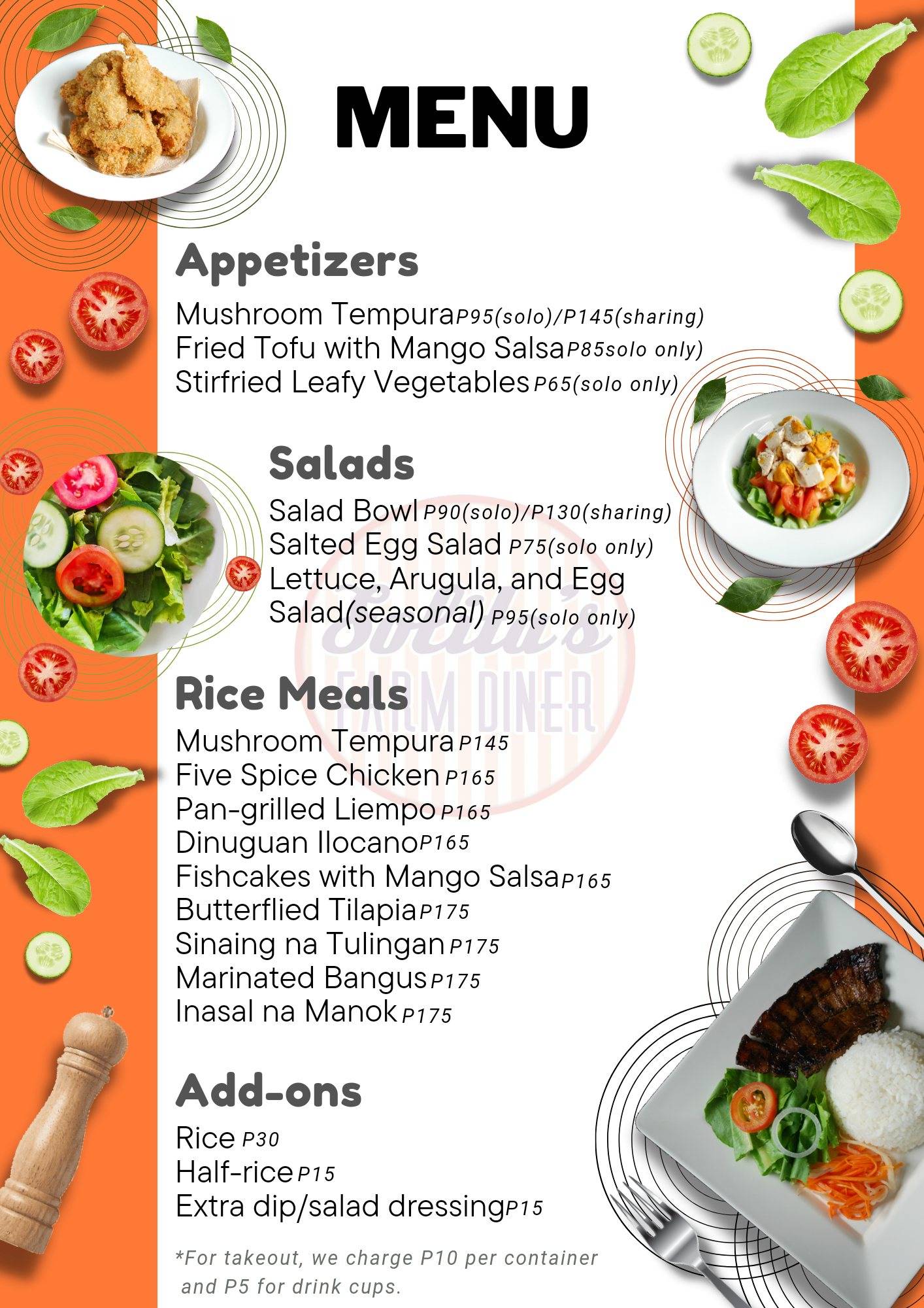 Menu at Solita's Farm Diner restaurant, Los Baños, Unit 6