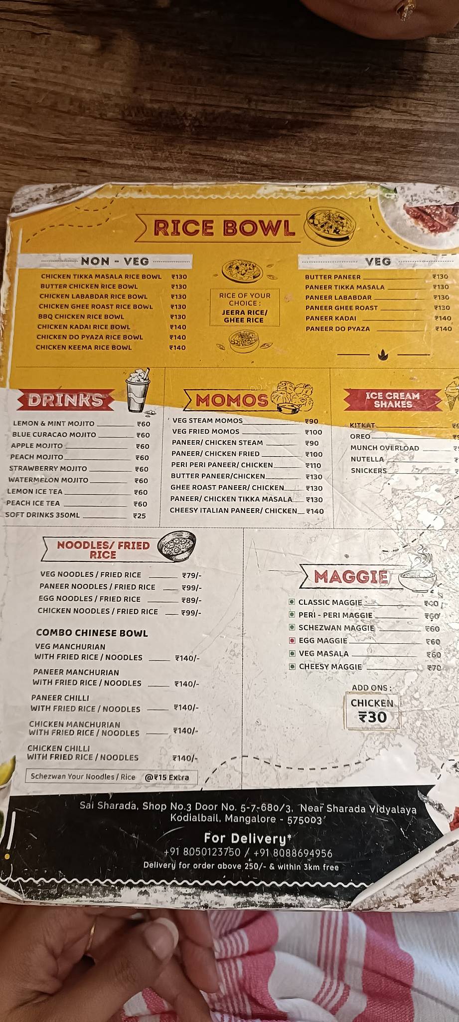 Menu at Soushee bites, Mangaluru