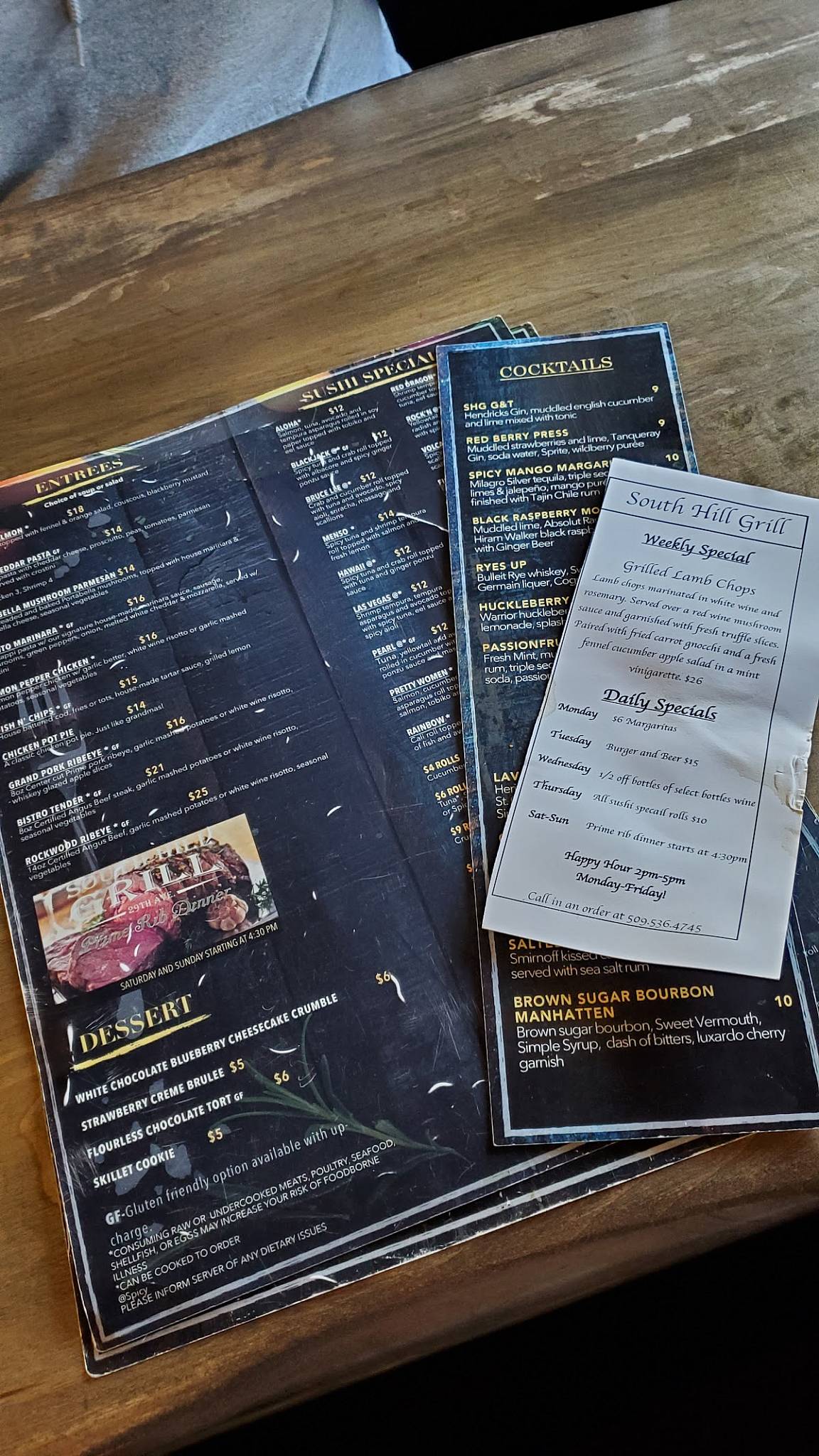 Menu at South Hill Grill restaurant, Spokane, E 57th Ave