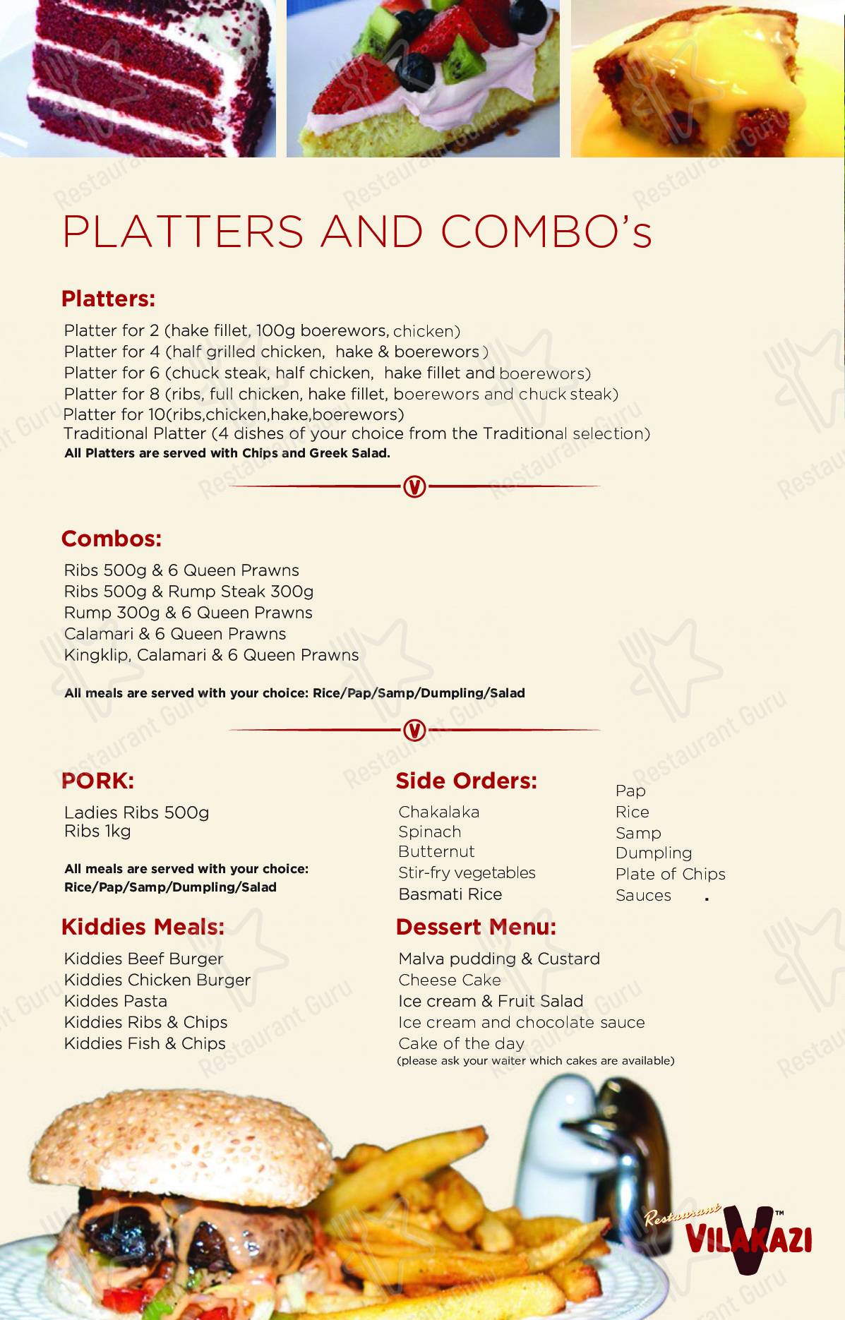Menu at 1947 on Vilakazi Street restaurant, Soweto