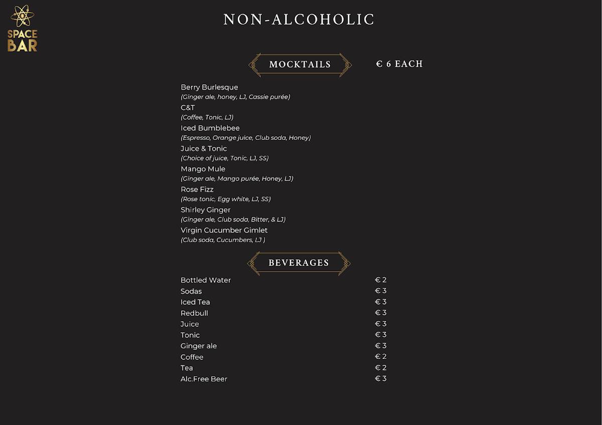 Menu at Space Bar, Tartu