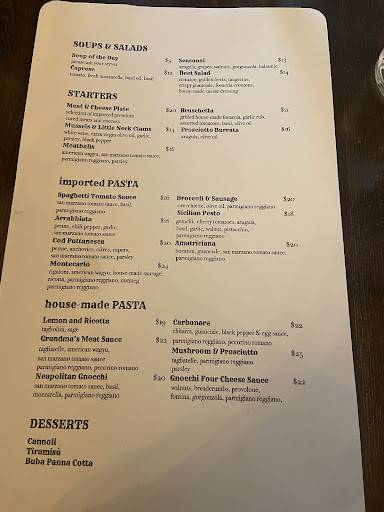 Menu at Spaghetti Western restaurant, Fargo