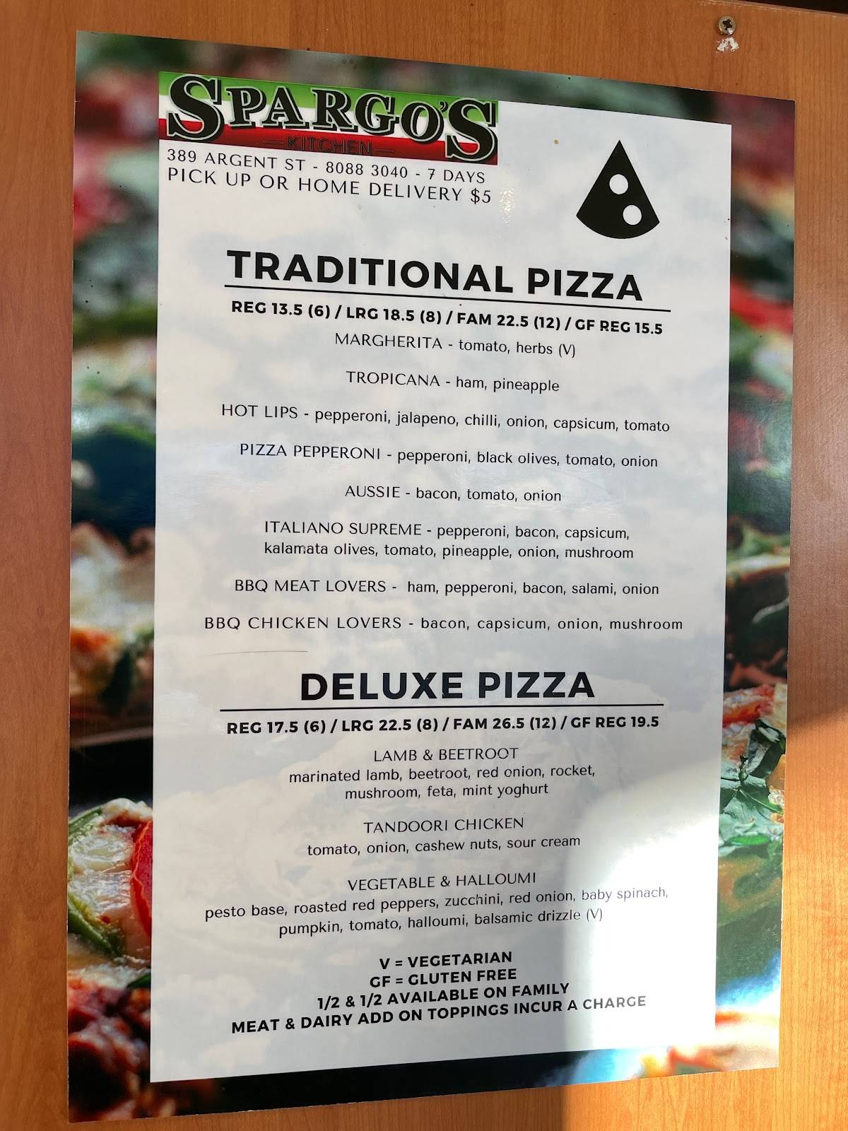 Menu at Spargos Kitchen restaurant, Broken Hill