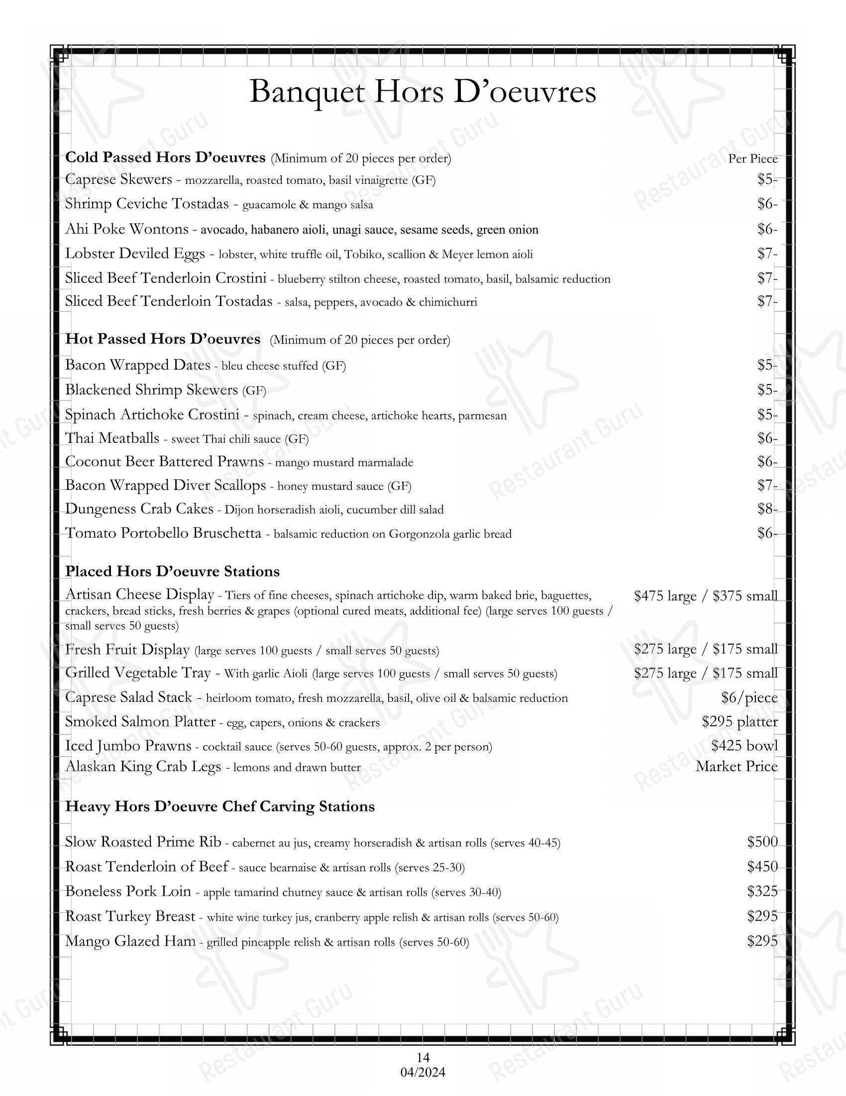 Menu at Sparks Water Bar, Sparks