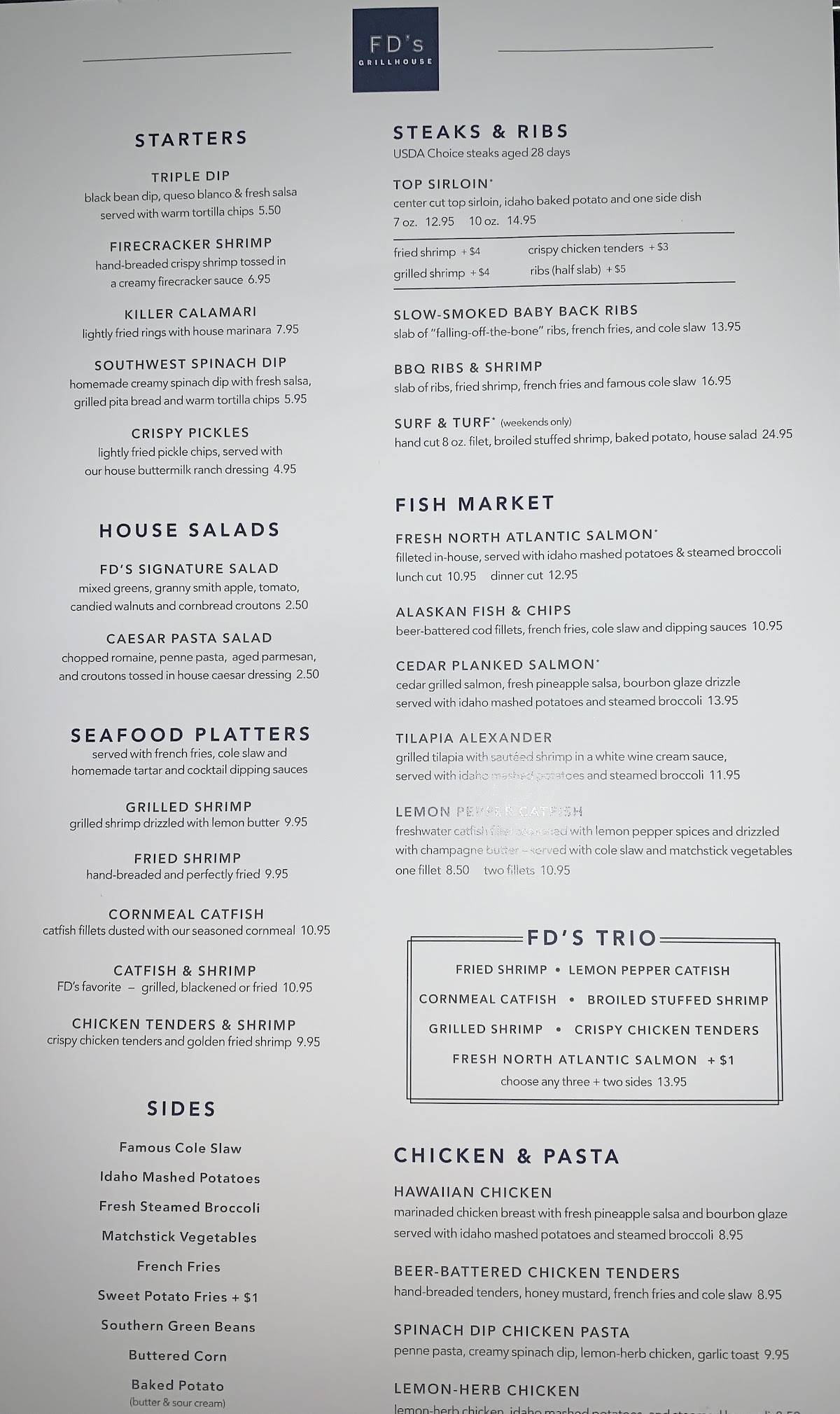 Menu at FD's Grillhouse pub & bar, Springfield