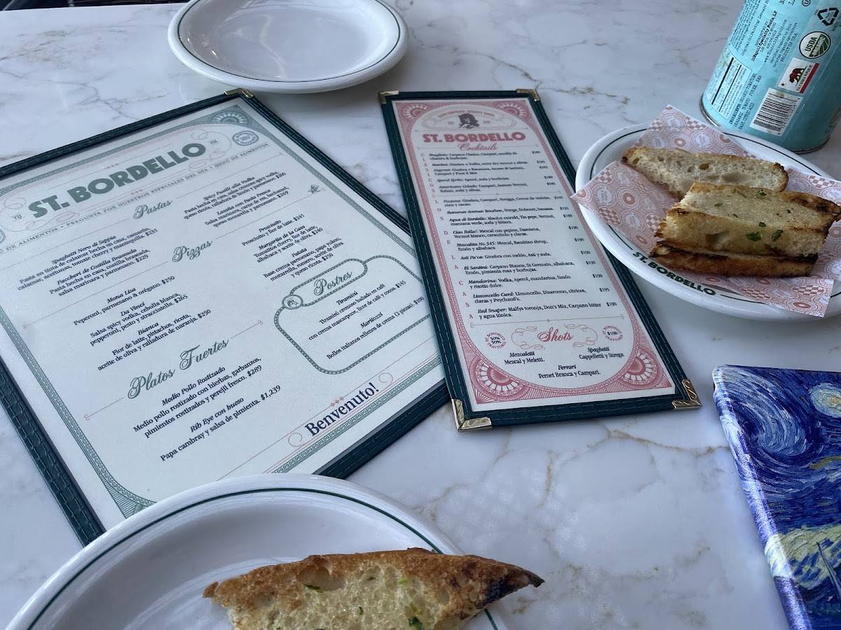 Menu at St. Bordello restaurant, Tijuana